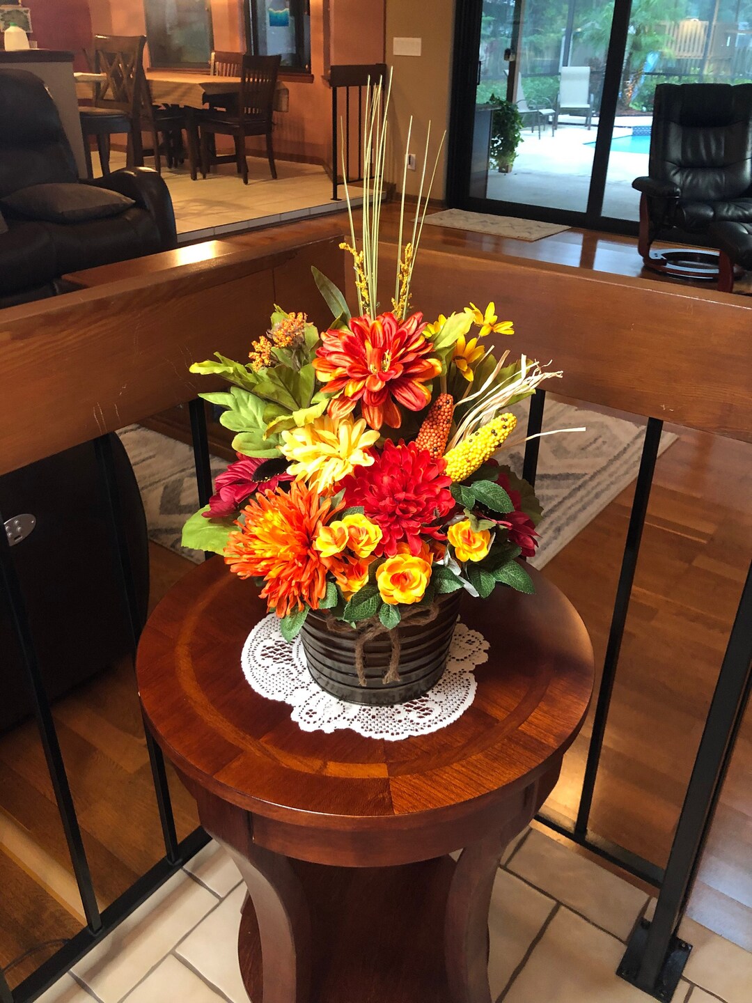 Fall Into Fall Flower Arrangement Everyday Floral Centerpiece With ...