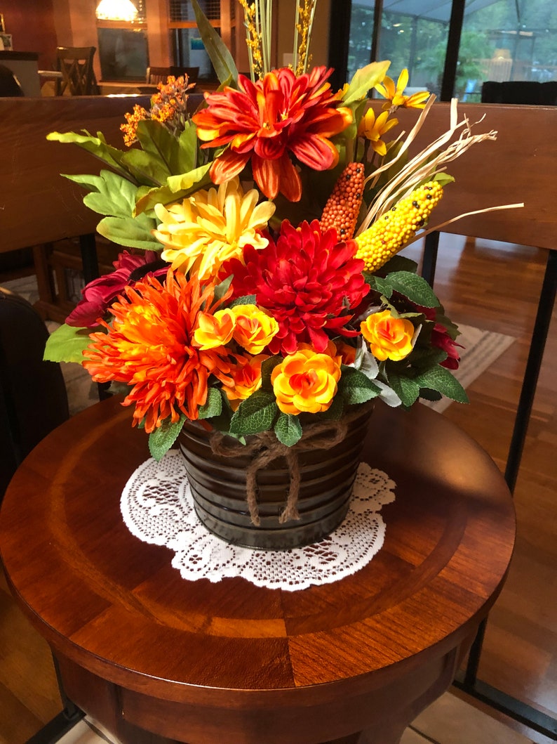Fall Into Fall Flower Arrangement Everyday Floral Centerpiece With ...