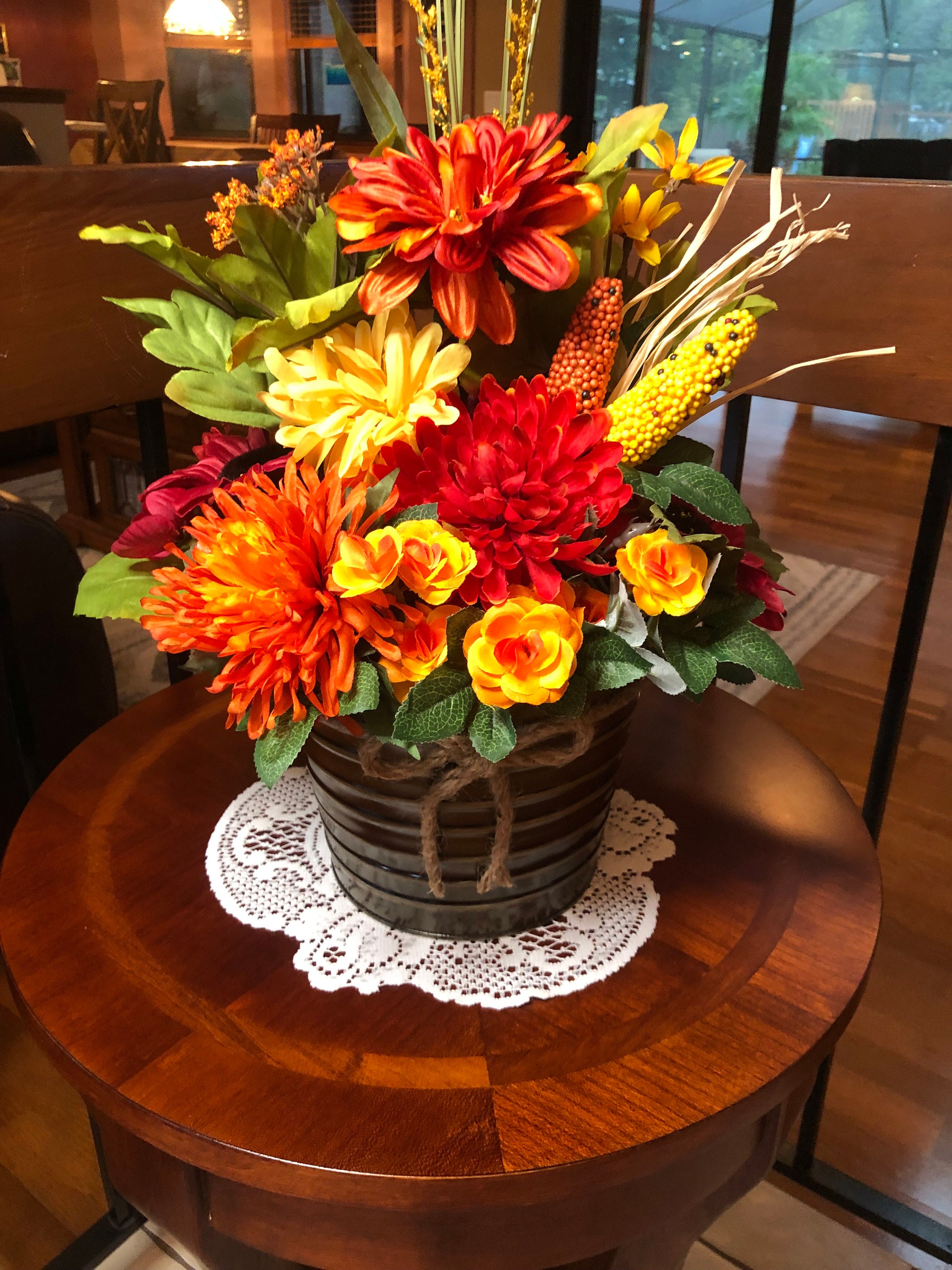 Fall Into Fall Flower Arrangement Everyday Floral Centerpiece With ...