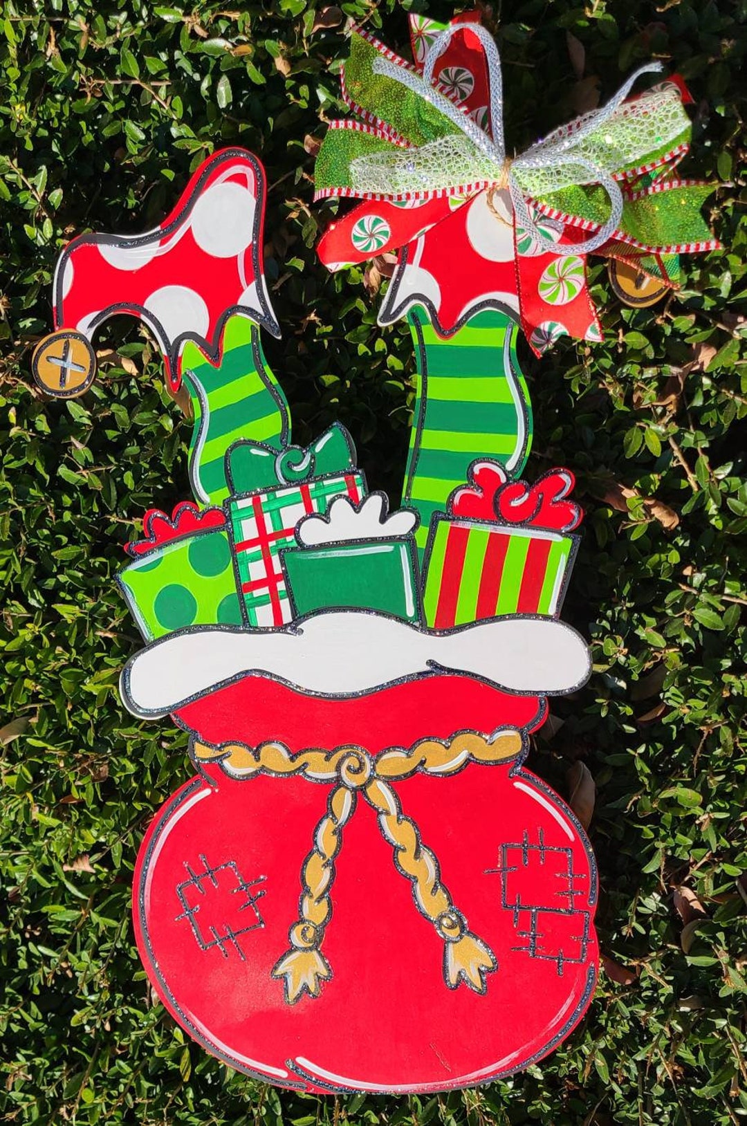 Christmas Door Hanger Santa Door Hanger Elf Decor Christmas Decorations ...