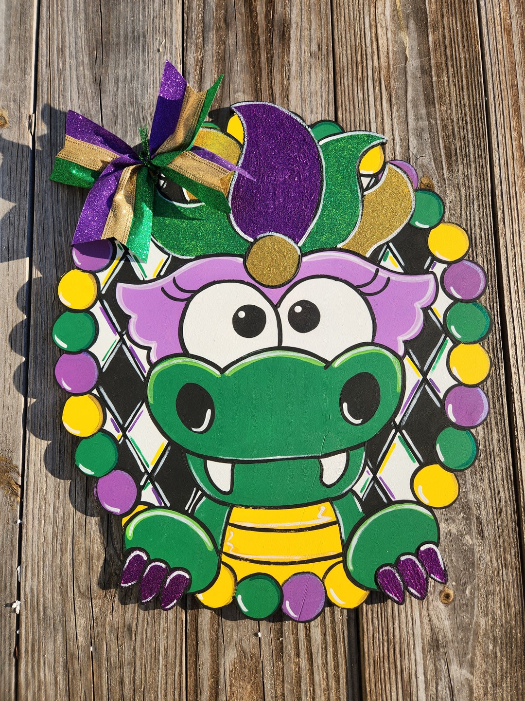 King Cake Door Hanger | Mardi Gras Sign | Mardi Gras Door | Mardi Gras ...