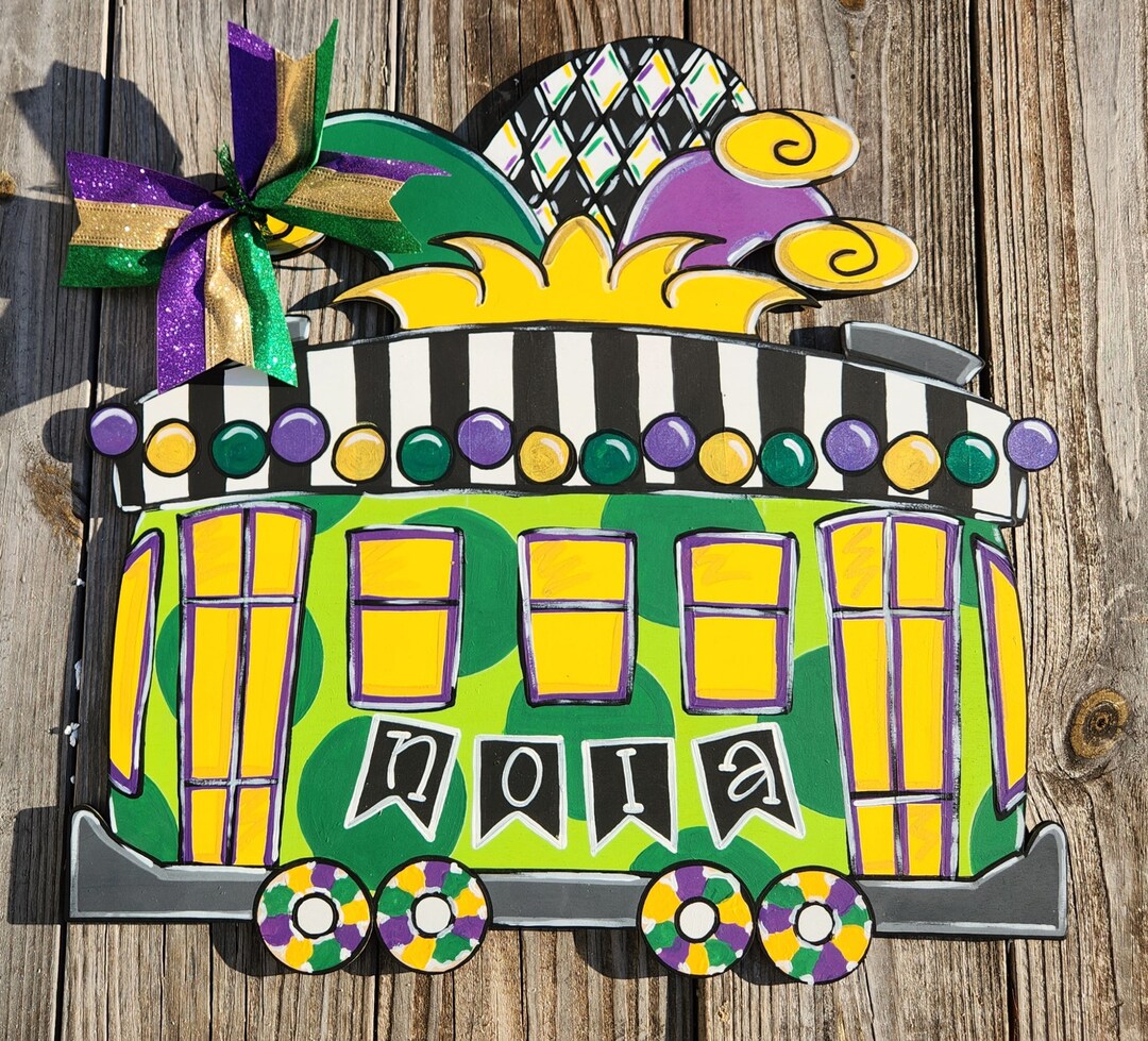 Streetcar Door Hanger | Mardi Gras Sign | Mardi Gras Door | Mardi Gras ...