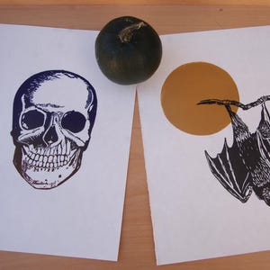 Skull Linocut Print. - Etsy