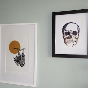 Skull Linocut Print. - Etsy