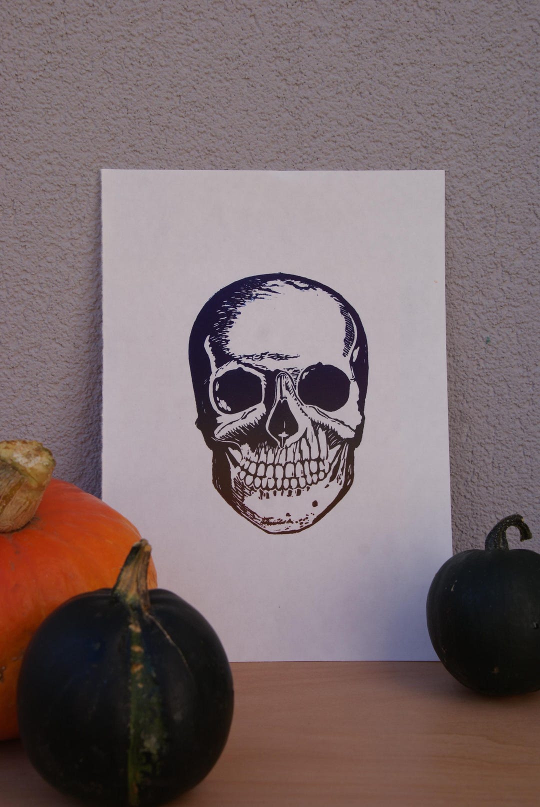Skull Linocut Print. - Etsy