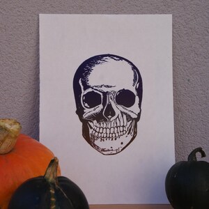 Skull Linocut Print. - Etsy