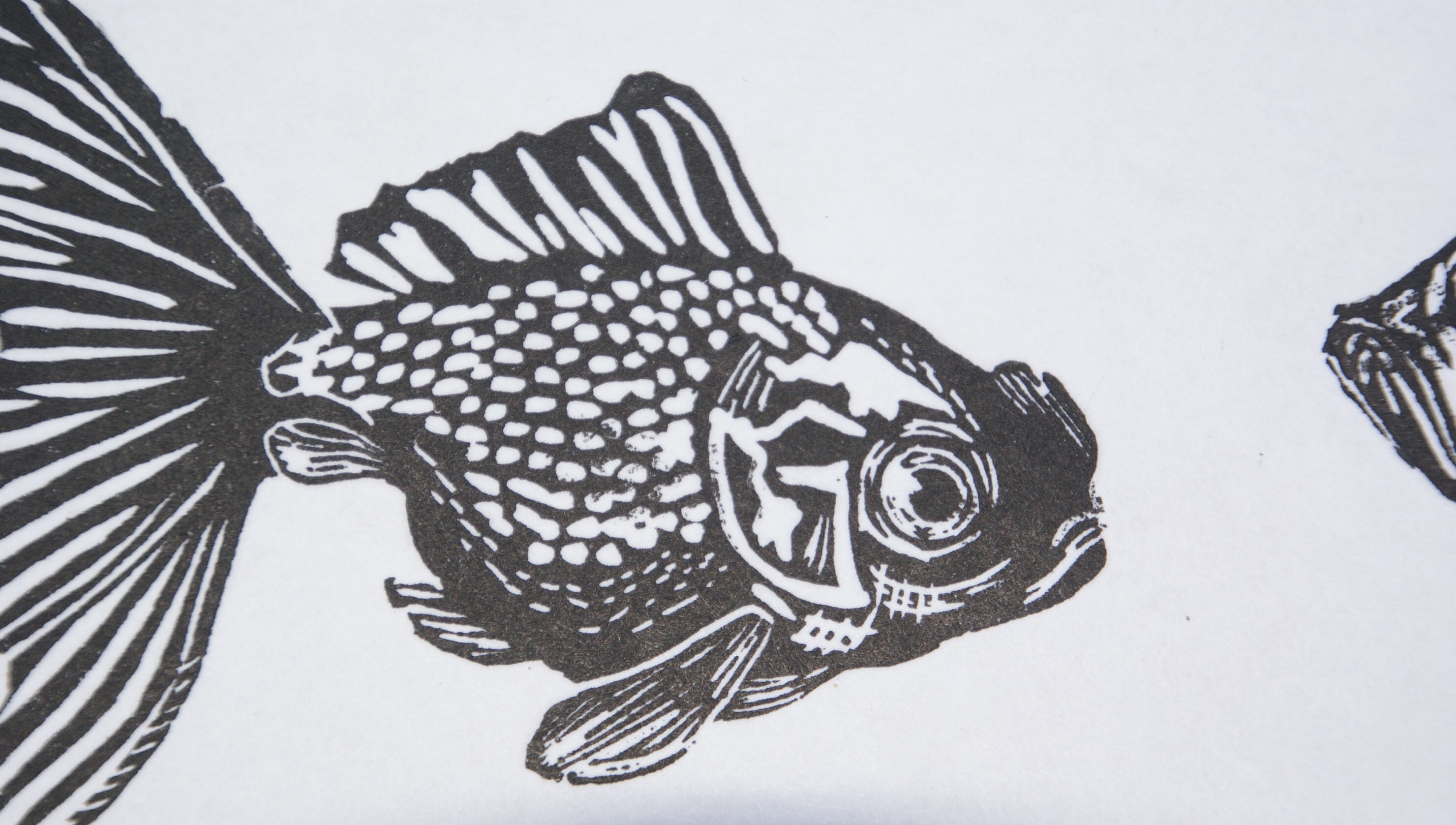 Goldfish Linocut Print - Etsy
