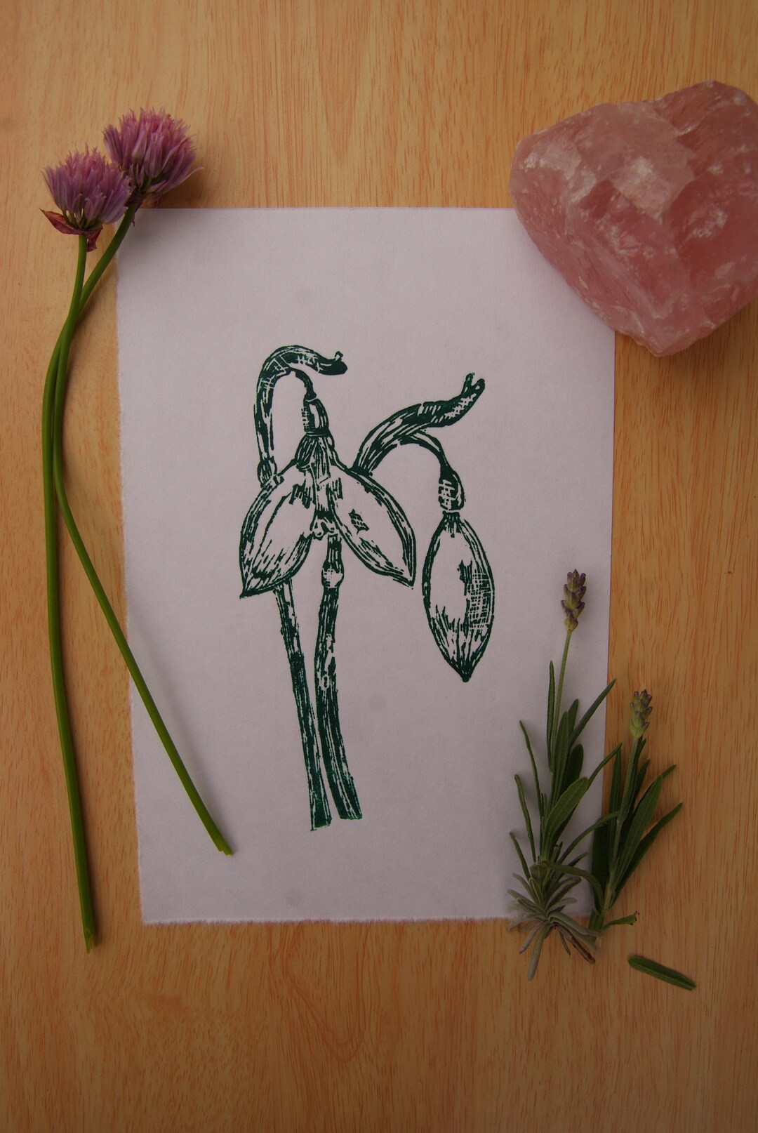Snowdrop Linocut Print - Etsy