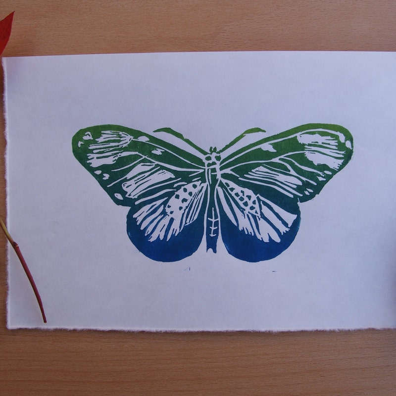 Butterfly Linocut - Etsy UK