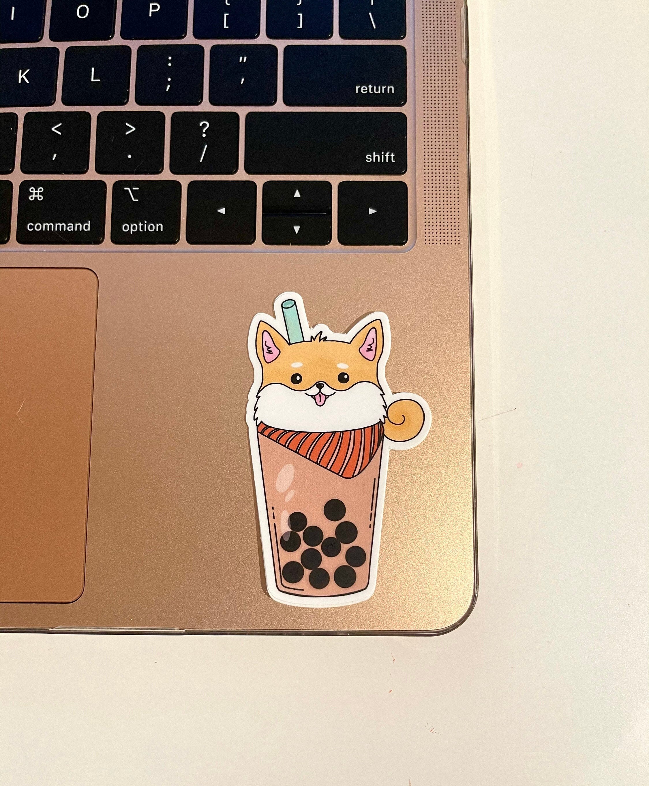 Boba and Dog Sticker Shiba Inu Sticker Digital Art Cute Kawaii Japanese ...