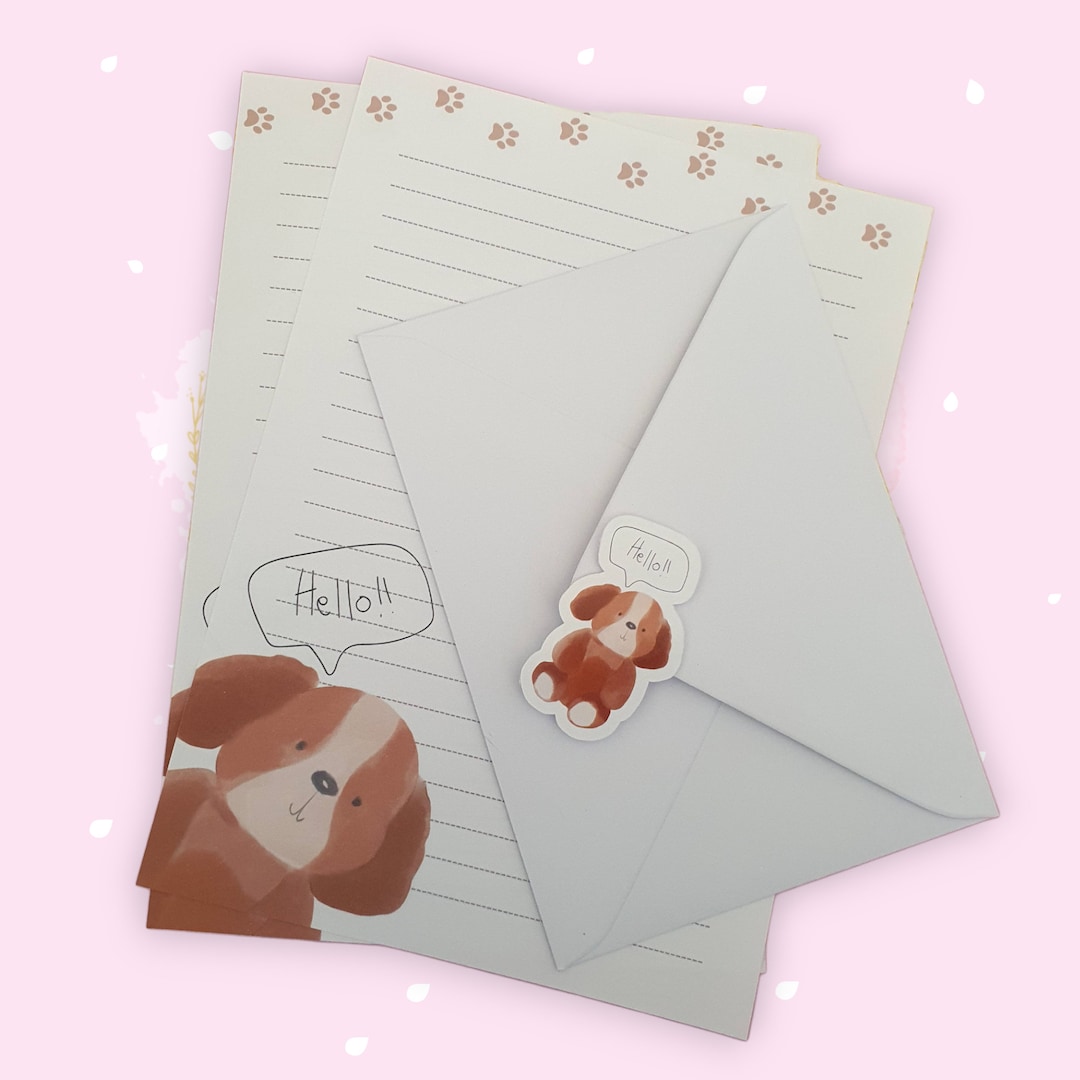 Writing Paper Set | Letter Writing | Puppy Themed | Note Paper, Sticker ...