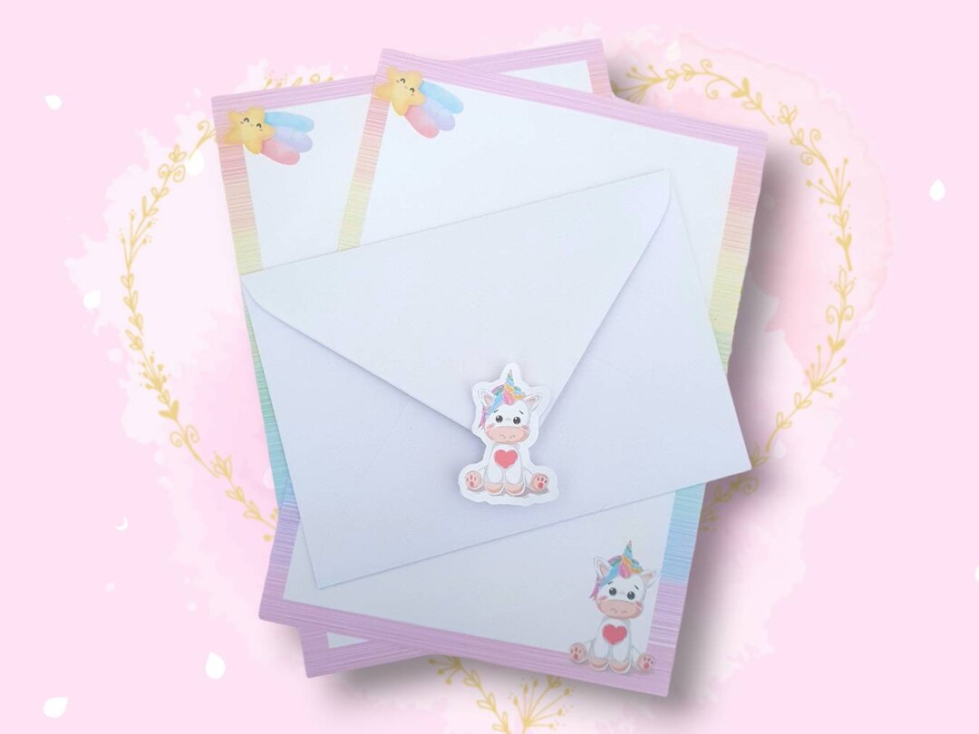 Unicorn Rainbow Letter Writing Set: A5 Note Paper & Stickers - Etsy