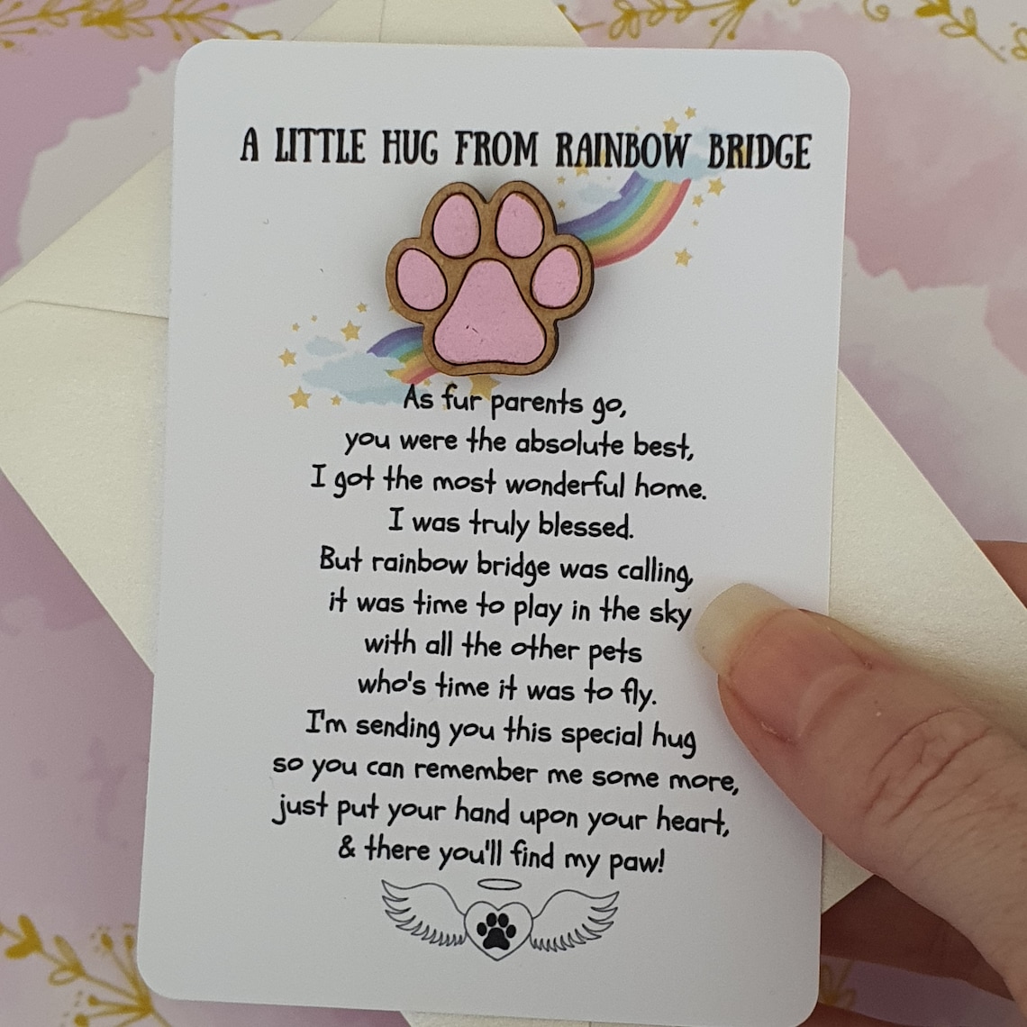 Pocket Hug Pet Loss Rainbow Bridge Keepsake Send A Hug - Etsy Canada