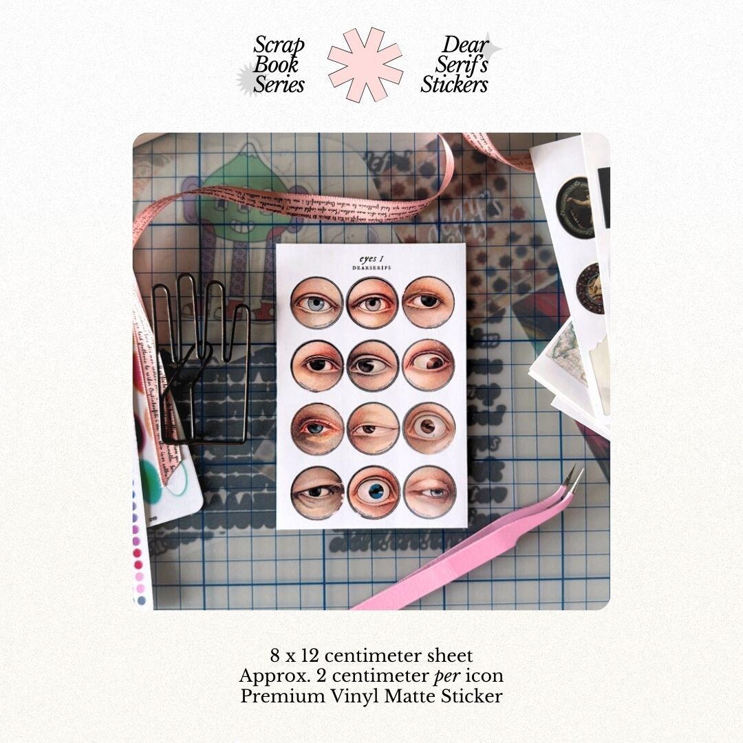 Monocle Eye 01 Sticker Sheet | Vintage Scrapbook Journal Stickers for ...