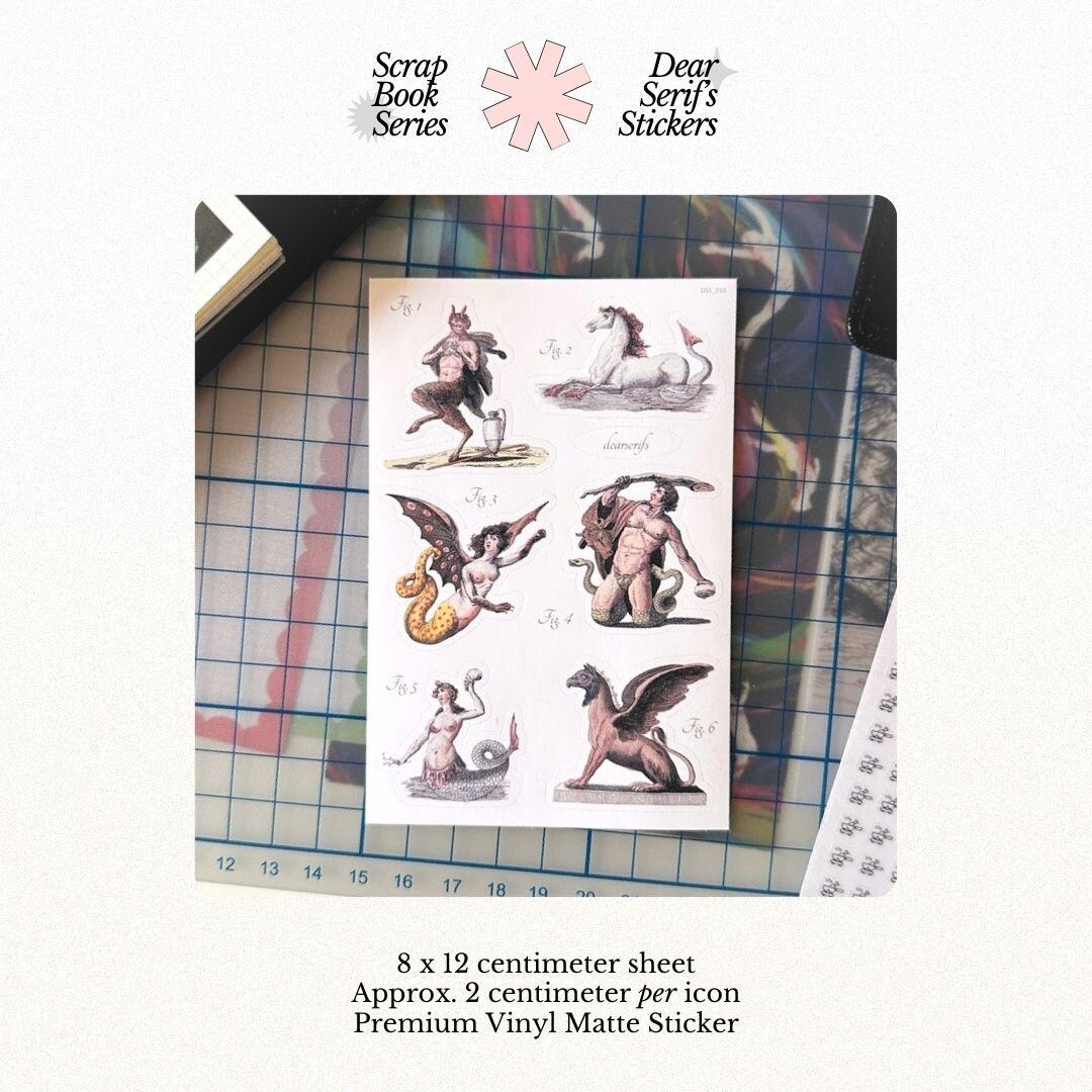 Greek Myth Creatures Sticker Sheet | Vintage Scrapbook Journal Stickers ...