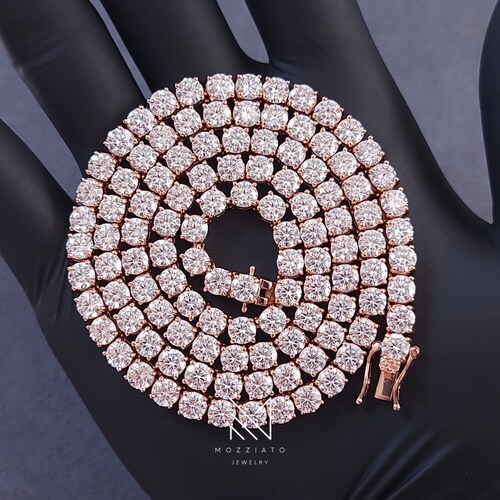 Silver 5mm CZ Diamond Tennis Link Chain - Etsy