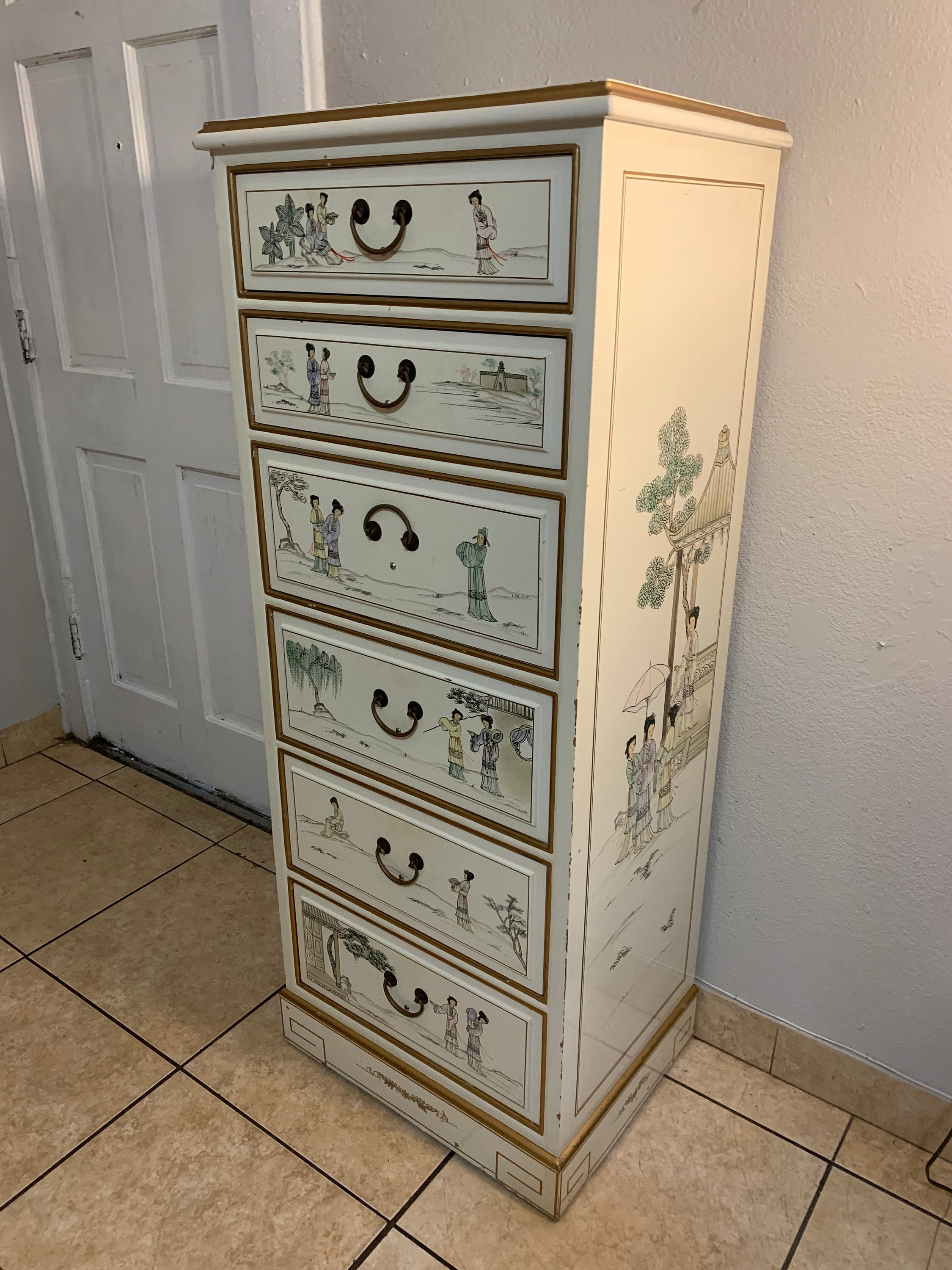 Vintage Asian Oriental Lingerie Chest 6 Drawers Dresser - Etsy