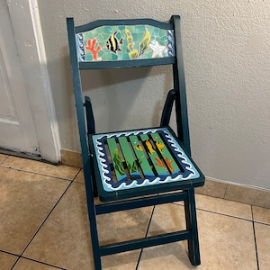 Art Hand Painted Sea Life, Folding Chair - Etsy