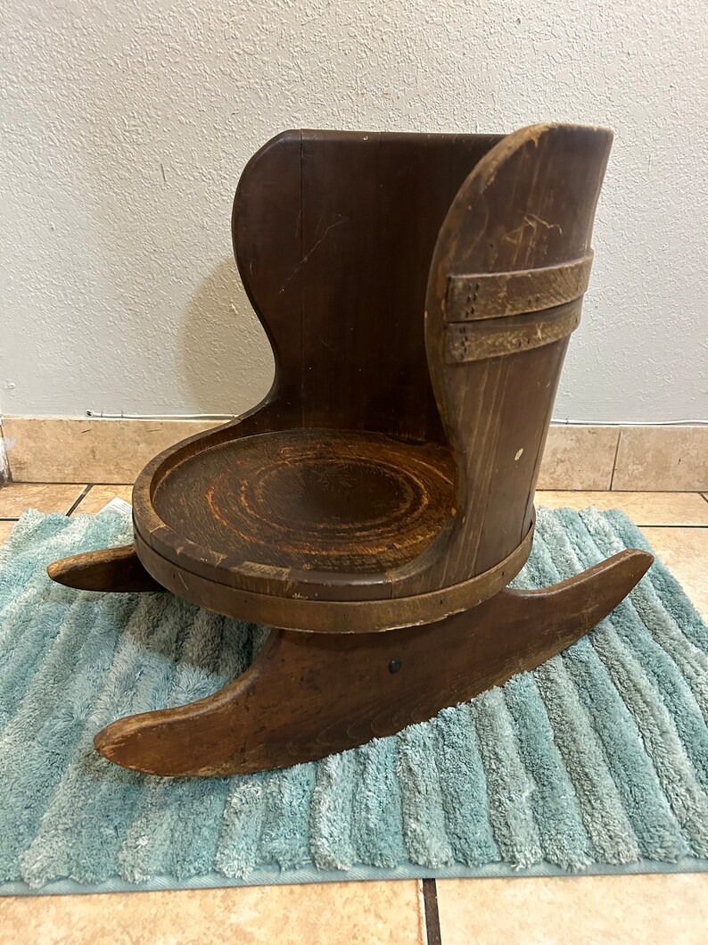 Vintage Child's Wooden Barrel Rocking Chair 19 Tall - Etsy