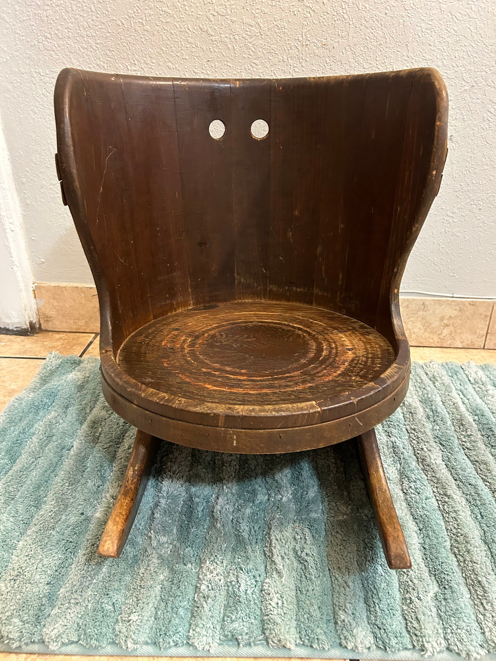 Vintage Child's Wooden Barrel Rocking Chair 19 Tall - Etsy