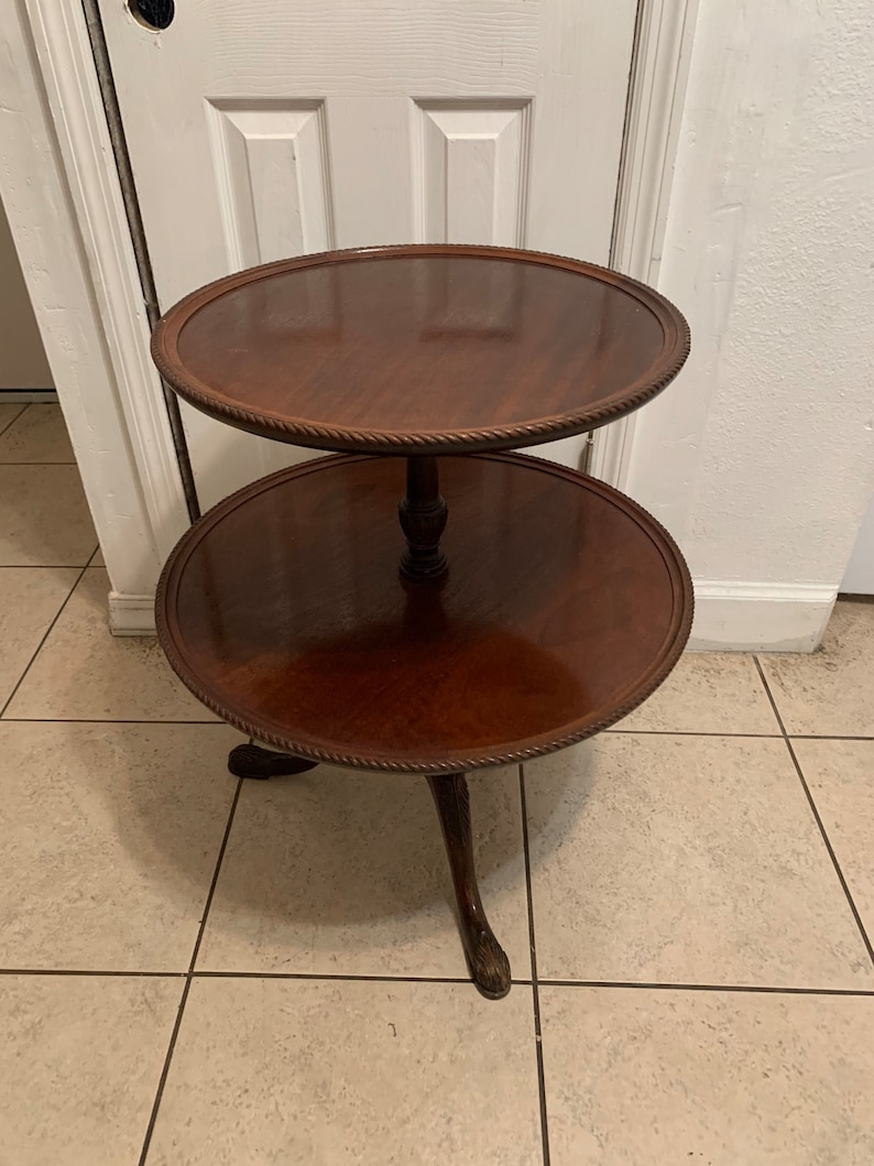 Vintage Antique Mahogany Wood 2 Tier Table - Etsy