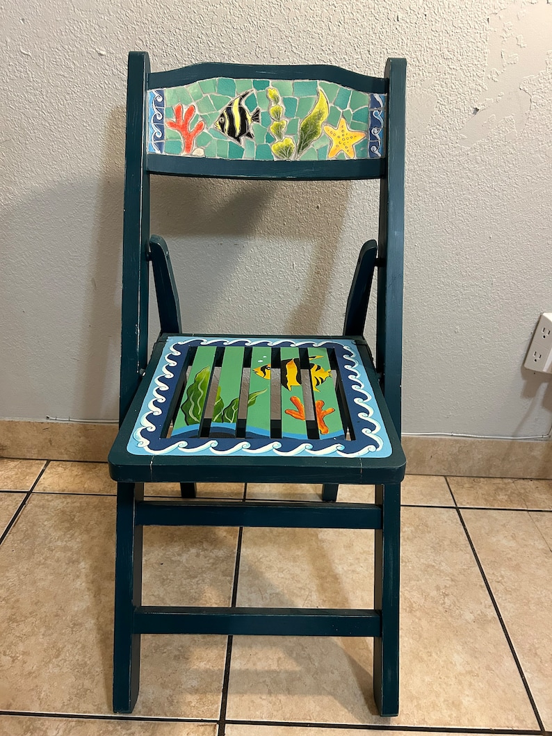 Art Hand Painted Sea Life, Folding Chair - Etsy