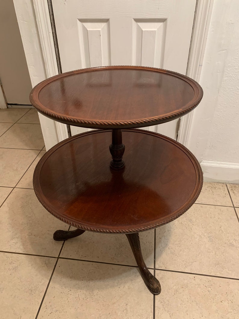 Vintage Antique Mahogany Wood 2 Tier Table - Etsy