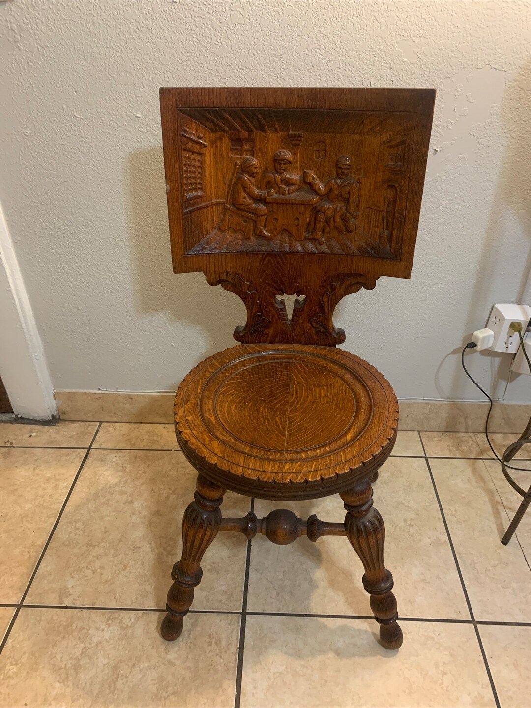 Antique German Carved Tiger Oak Chair Middle Century Museum Piece - Etsy