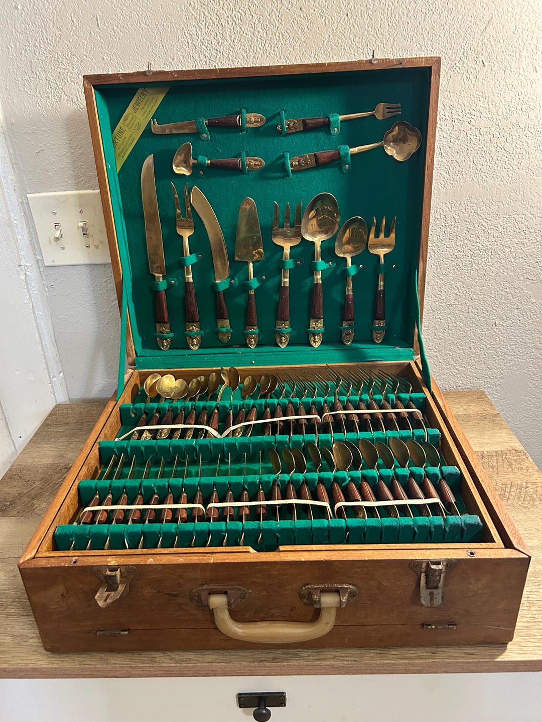 Vintage 169 Piece Siam Bronze & Rosewood Silverware Set in Case - Etsy