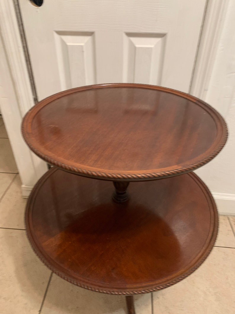 Vintage Antique Mahogany Wood 2 Tier Table - Etsy