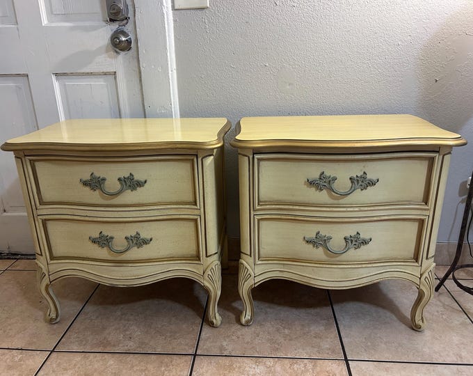 Vintage 2 Wood Dixie French Provincial Nightstand Side End Bedside ...