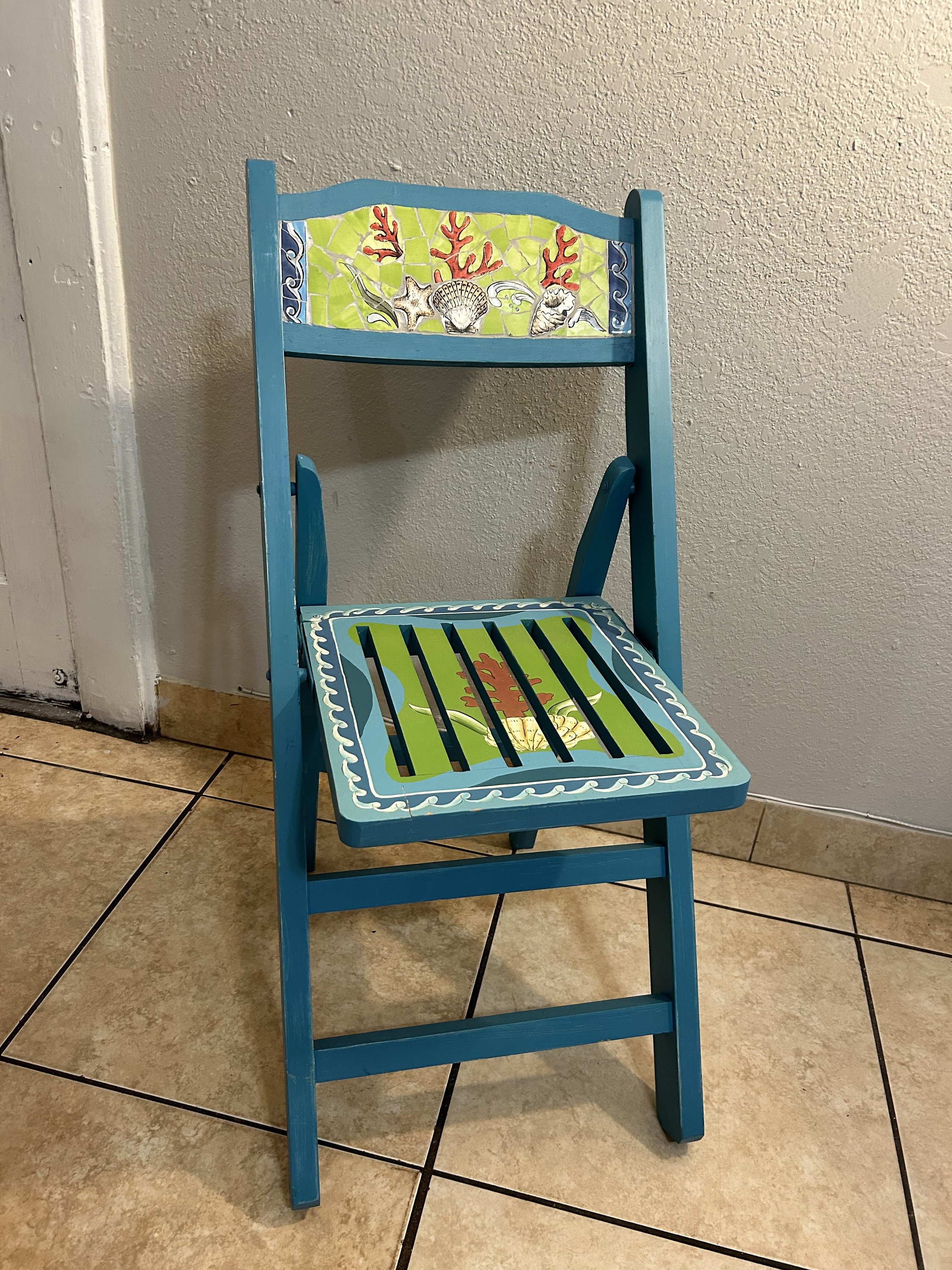 Art Hand Painted Sea Life Folding Chair - Etsy