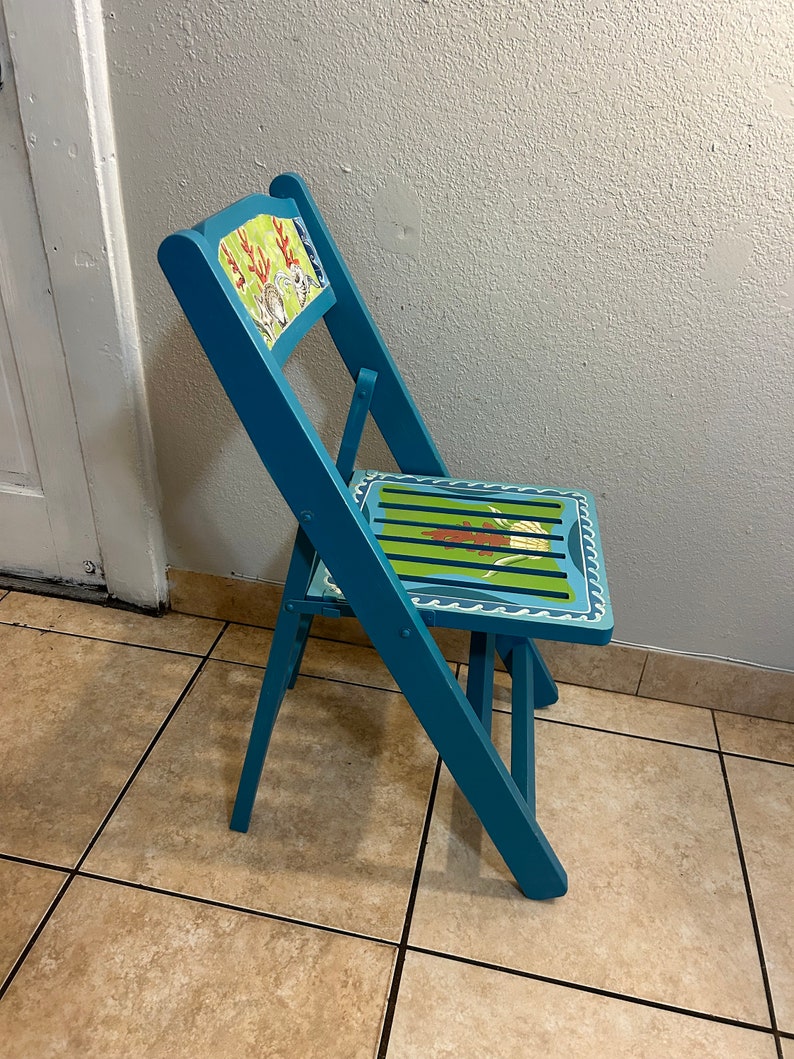 Art Hand Painted Sea Life Folding Chair - Etsy