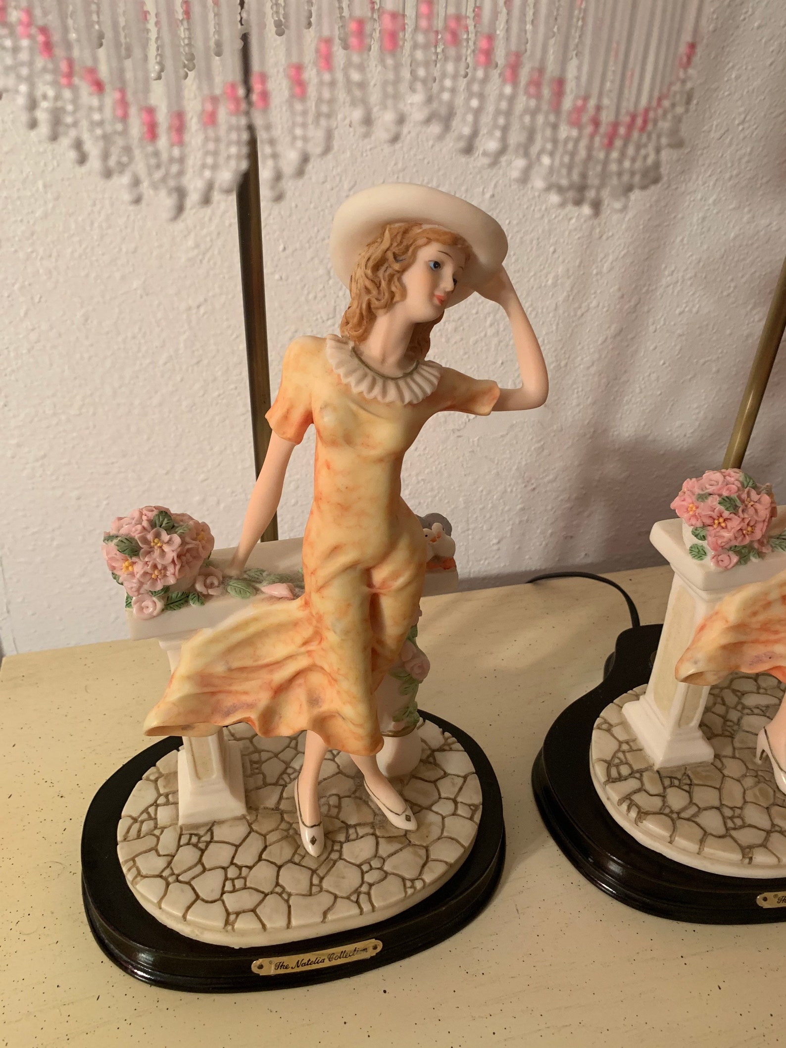 The Natelia Collection Table Lamp Lady W/ Doves Flowers and - Etsy