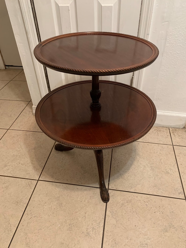 Vintage Antique Mahogany Wood 2 Tier Table - Etsy