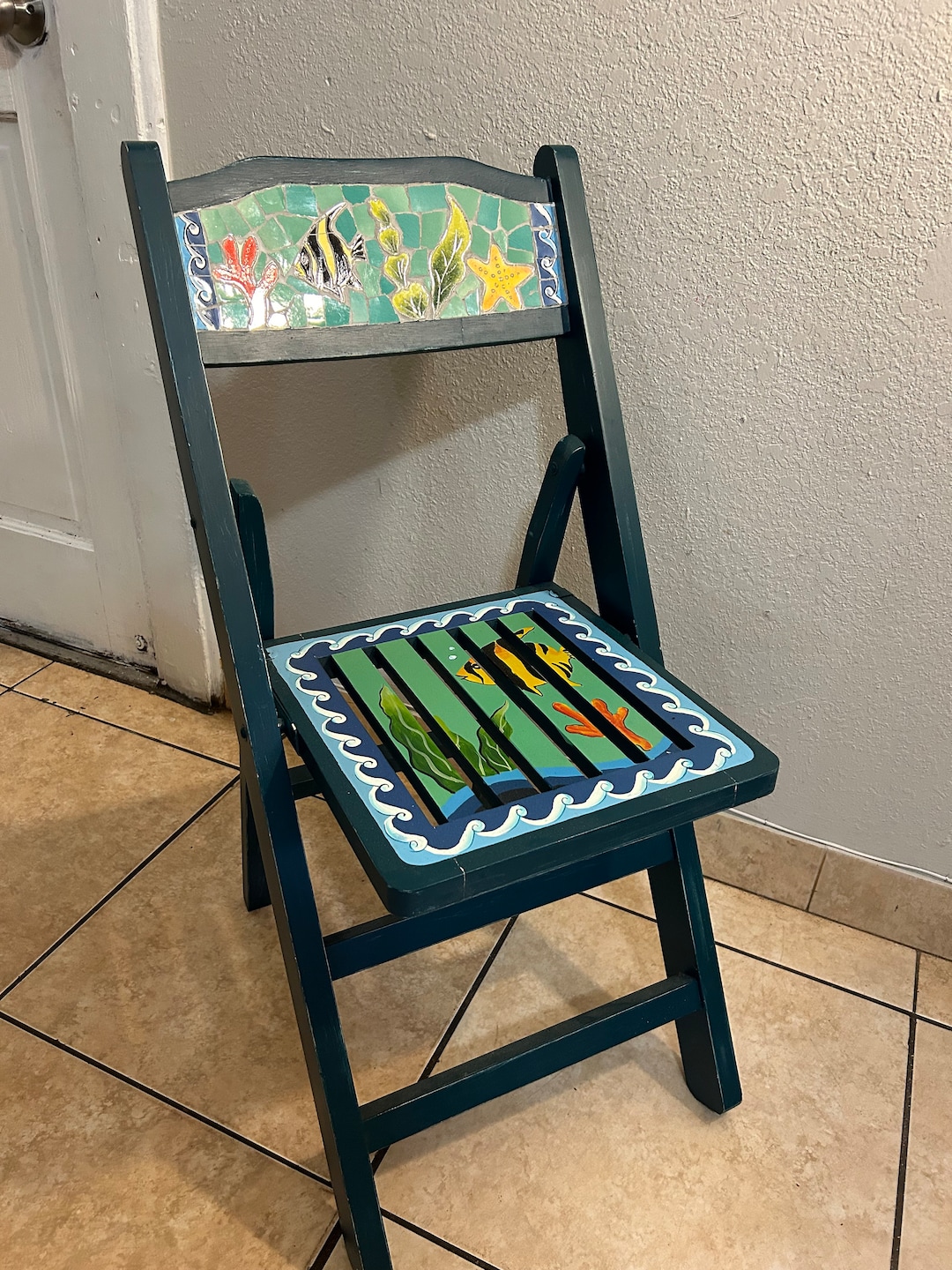 Art Hand Painted Sea Life, Folding Chair - Etsy