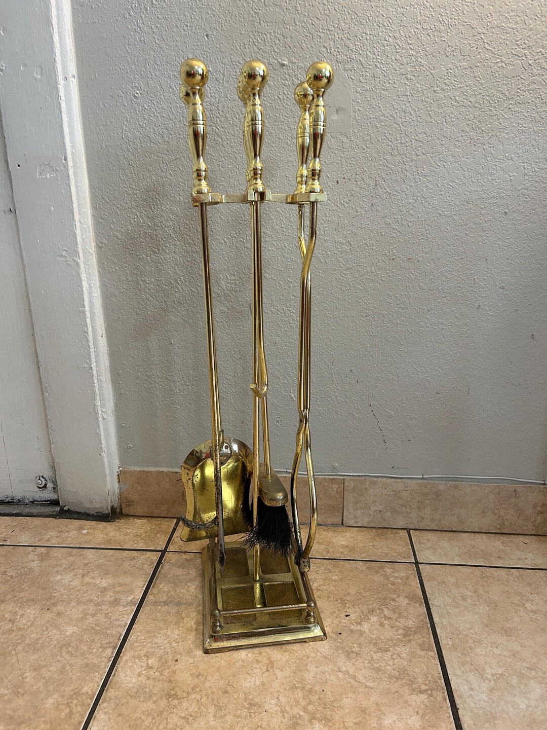 MCM Style Fireplace 6-piece Tool Set Brass Gold Finish - Hollywood ...