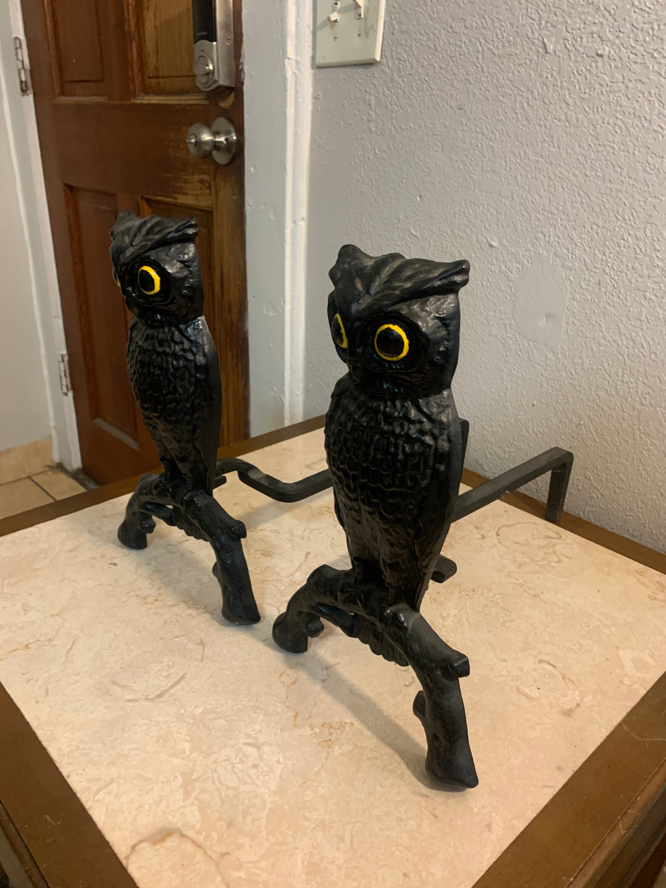 Vintage Antique OWL Cast Iron FIREPLACE ANDIRONS - Etsy
