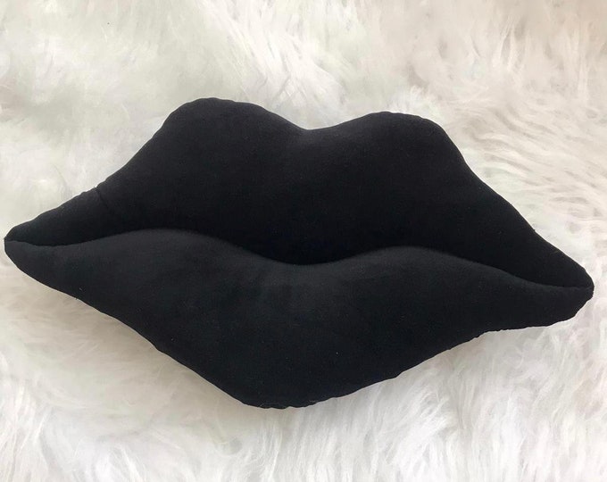 Black Smooch Lips Shaped Pillow in Shape of Lips Kiss Pillow, Mouth ...