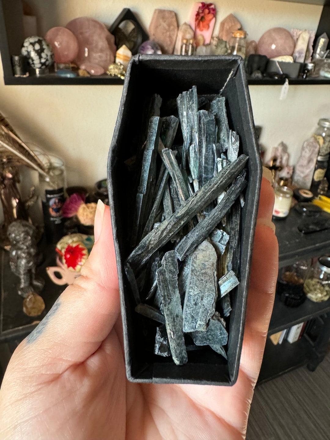 VIVIANITE Crystal Shards in Coffin Shaped Box - Corpse Crystal ...