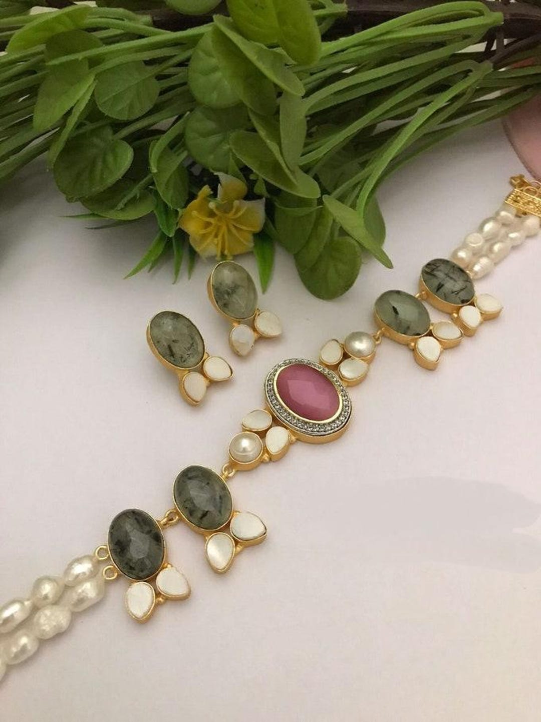 Pearl Stone Chokher ,pearl Necklace, Antique Necklace, Sabyasachi Jewelry, Jaipuri Necklace ...