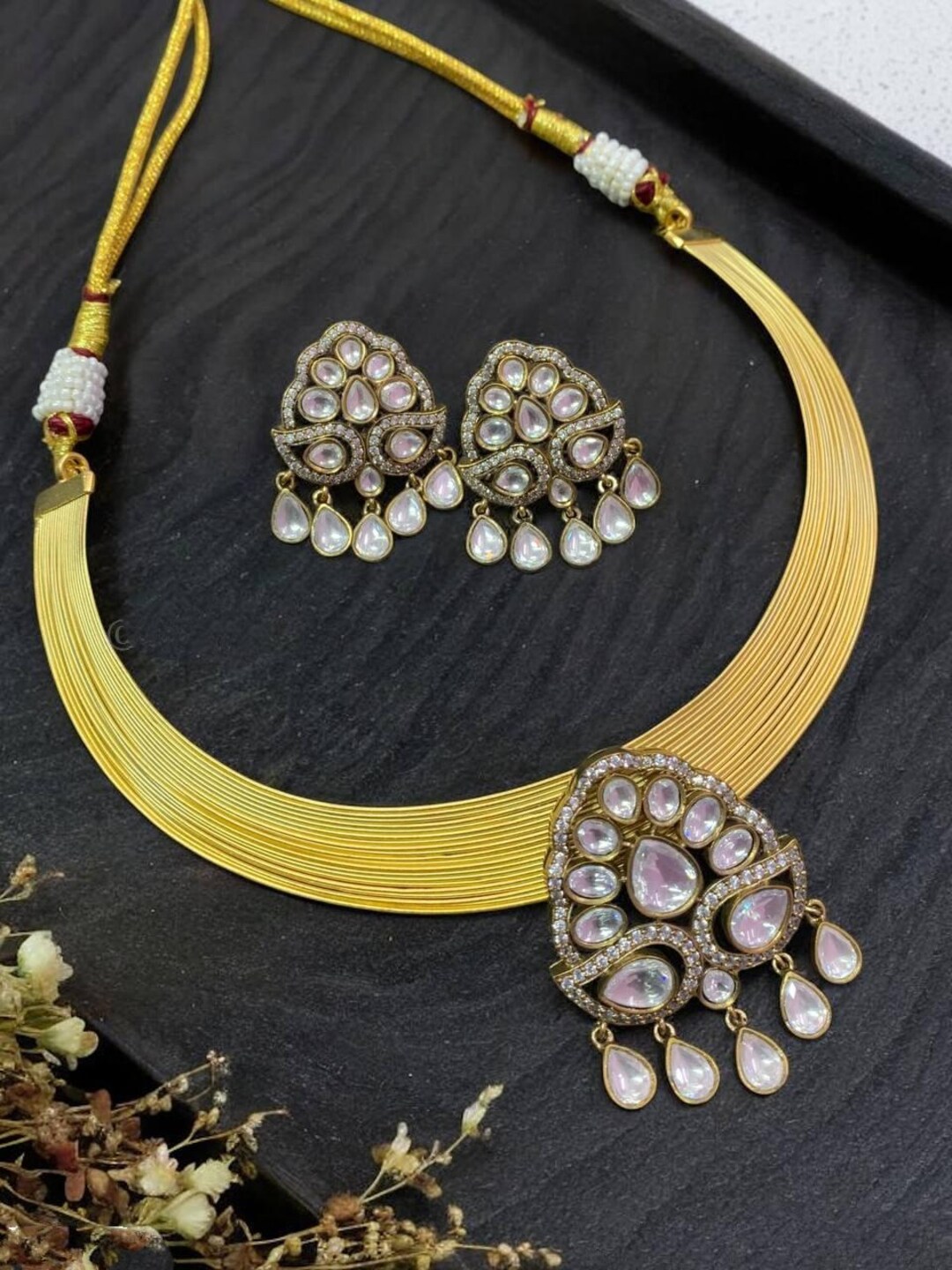 Gold Kundan Necklace,sabyasachi Jewelry, Jaipuri Necklace,jaipuri Mala ...