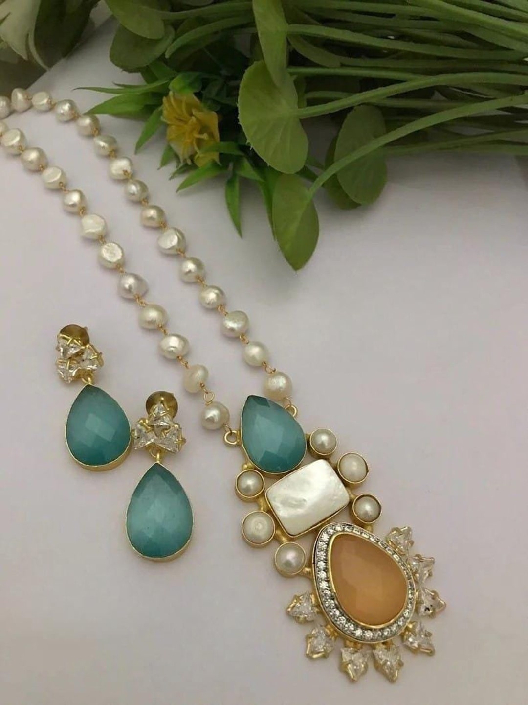 Antique Fusion Mala Set,pearl Long Necklace,sabyasachi Necklace, Indian ...