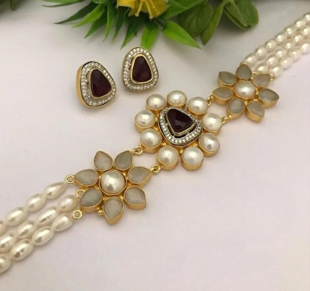 Pearl Stone Chokher ,pearl Necklace, Antique Necklace,sabyasachi ...