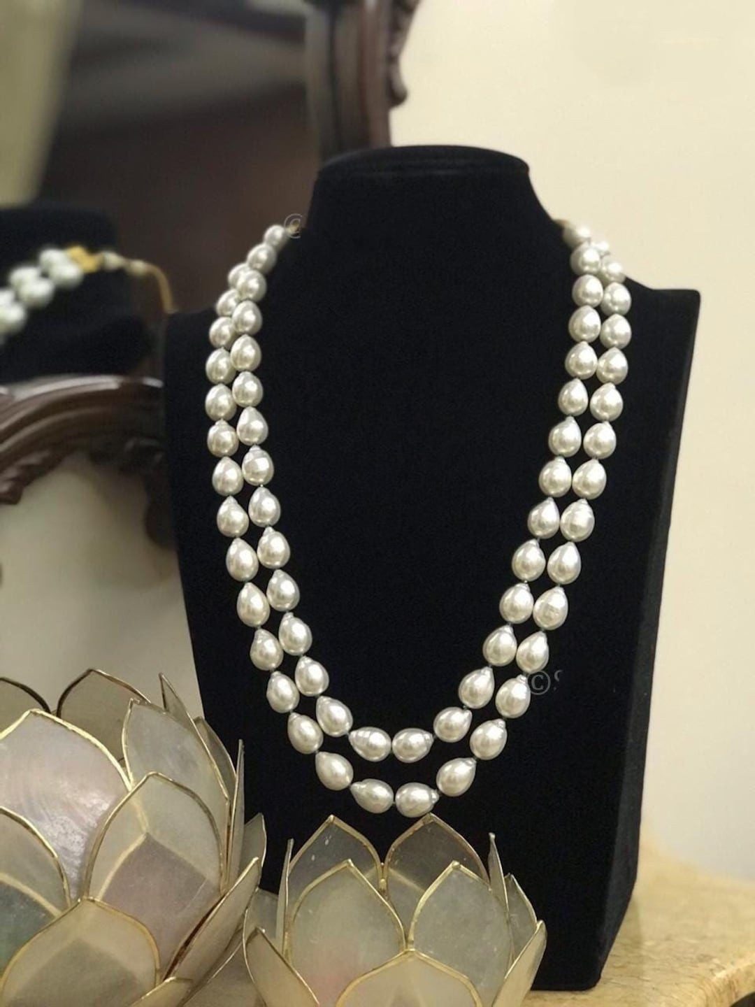 Two-layer Pearl Mala Set: Indian Bridal Necklace - Etsy