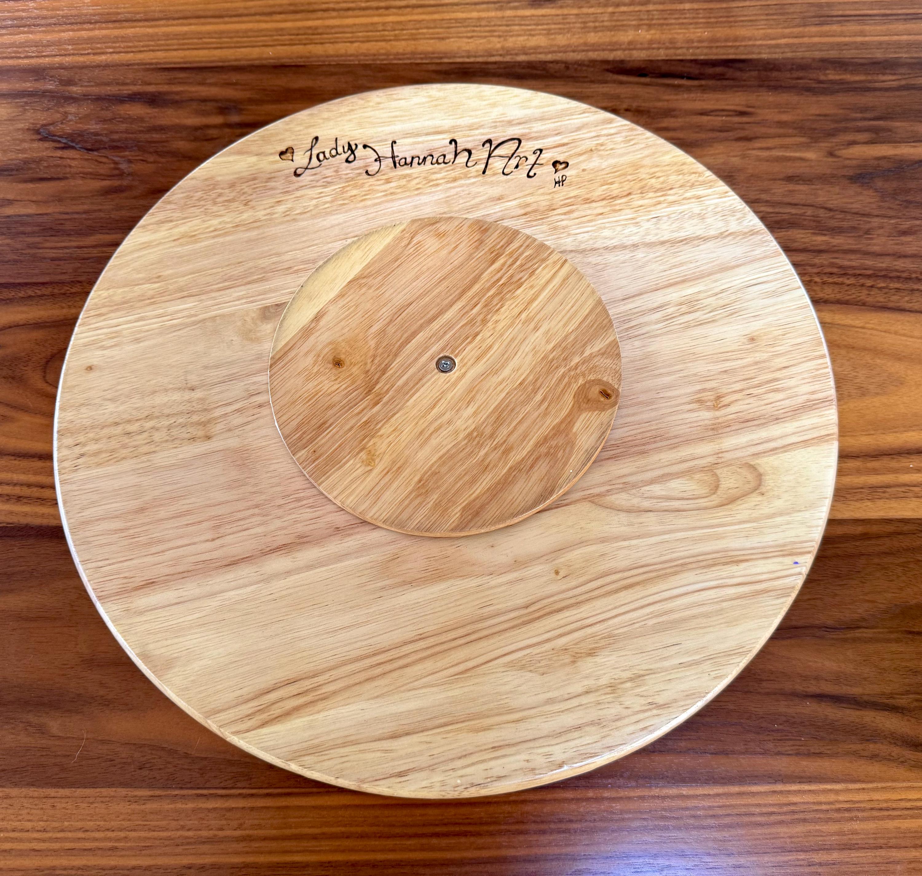Handcrafted Lazy Susan | Wood Burned Sunflower Mandala Design ...