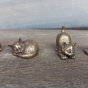 Set of 4 Cute Tiny Figurines, Little Brass Miniature Statue, Small ...