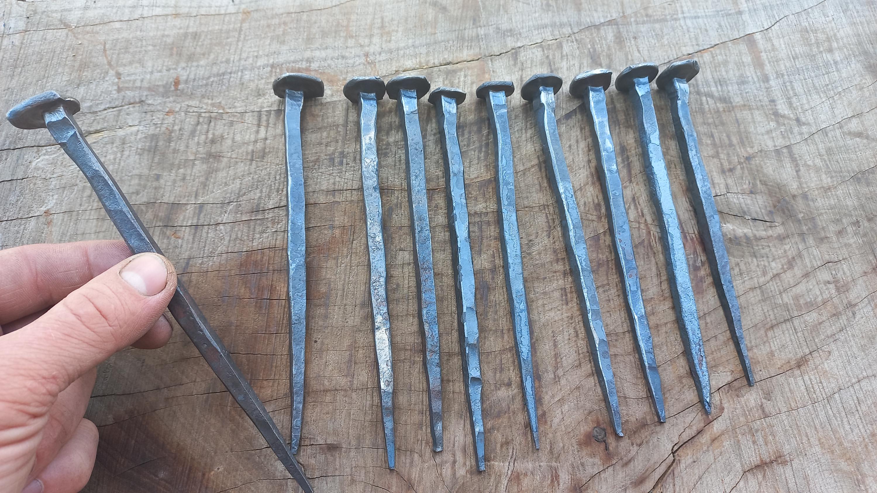 6 Inch Hand Forged Iron Nails - Set of 5 - Blacksmith Made - Etsy