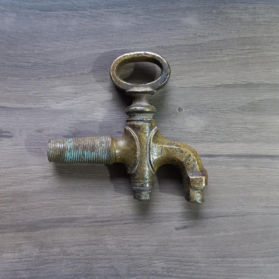 Vintage Brass Barrel Tap Old Outdoor Spigot Antique Water Faucet Taper ...