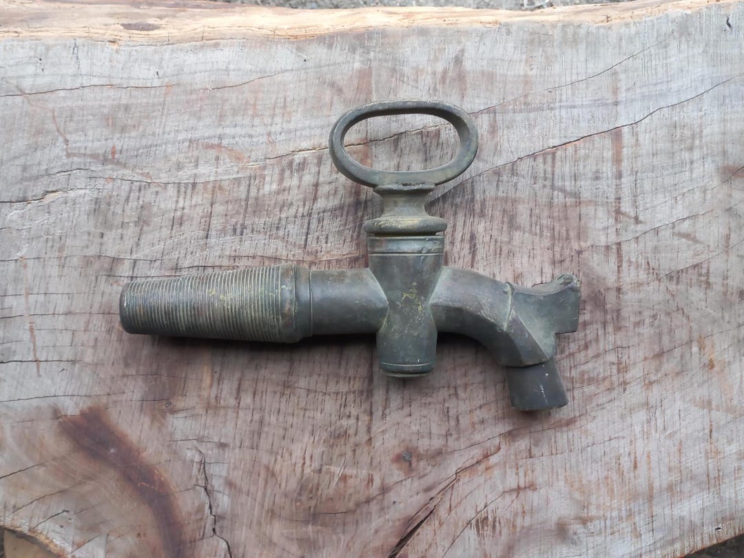 Large Vintage Brass Water Tap Taper Thread Tap Old Spigot Water Faucet ...